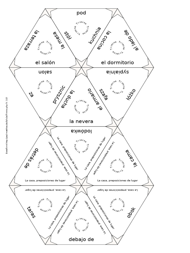 Trimino - La Casa, Preposiciones de Lugar | PDF