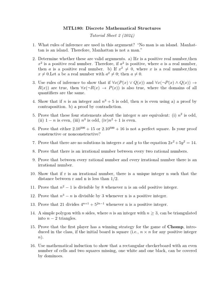 Discrete Math Tutorial: Inference & Proofs | PDF