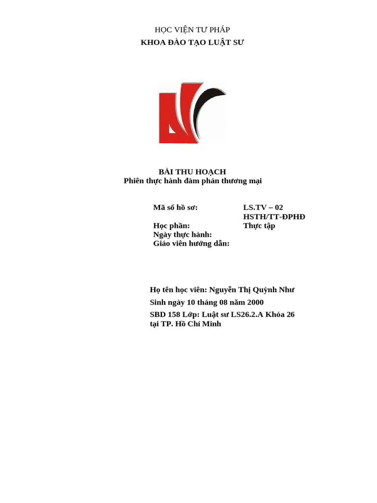 Thu Hoach LSTV-02 - Nhu | PDF