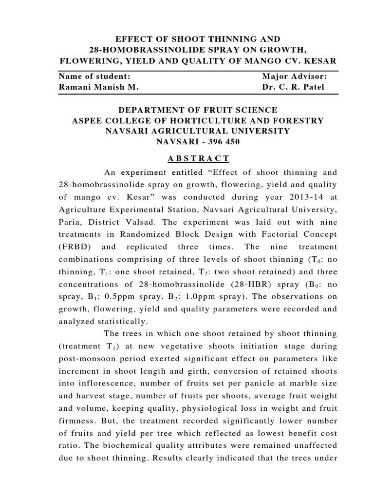 Absract - Manish M. Ramani | PDF | Leaf | Trees