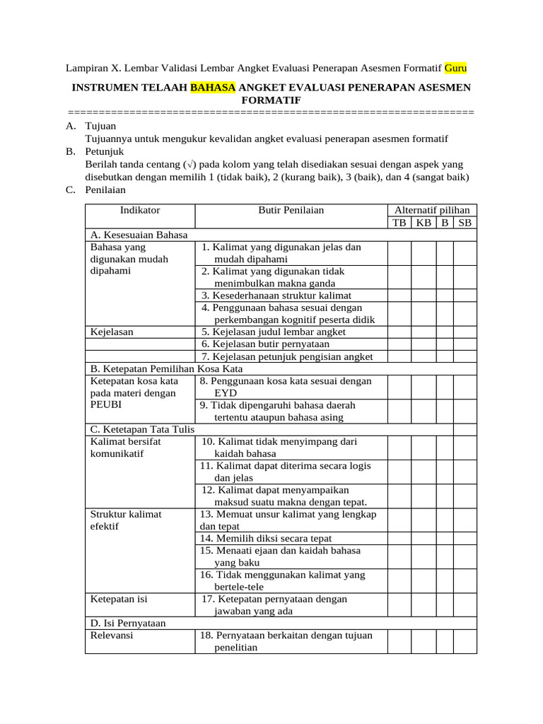 Lembar Validasi Alya | PDF