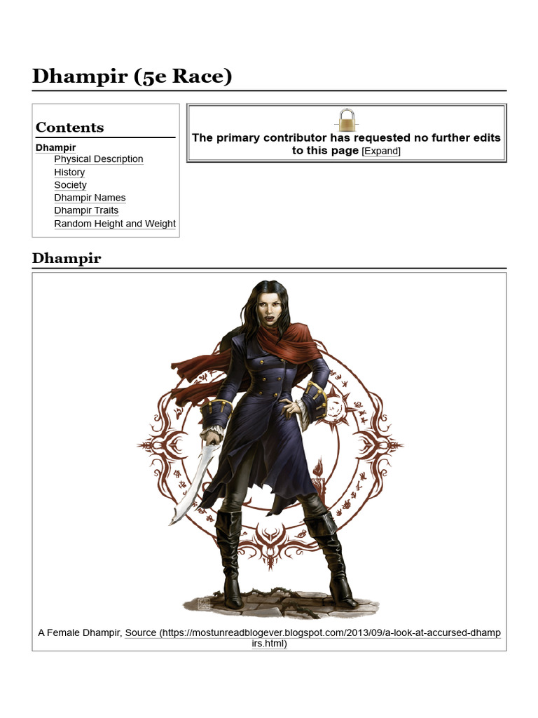 Dhampir (5e Race) - D&D Wiki | PDF | Vampires