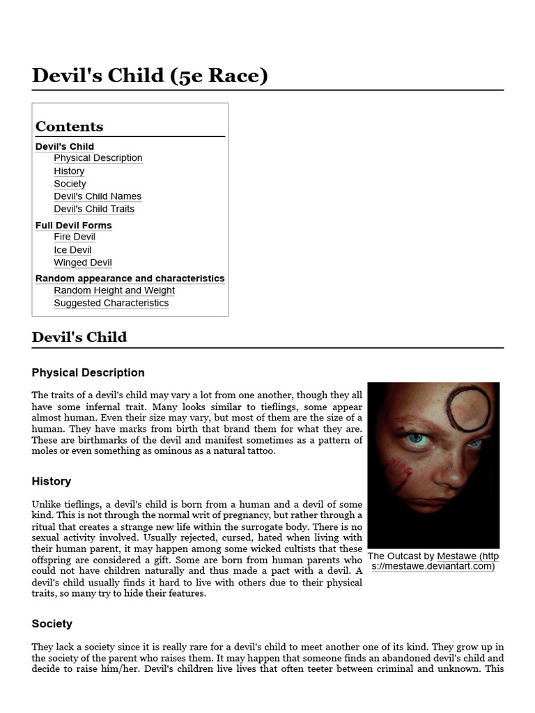 Devil's Child (5e Race) - D&D Wiki | PDF