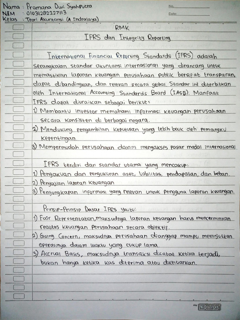 RMK IFRS Dan Integrity Reporting | PDF