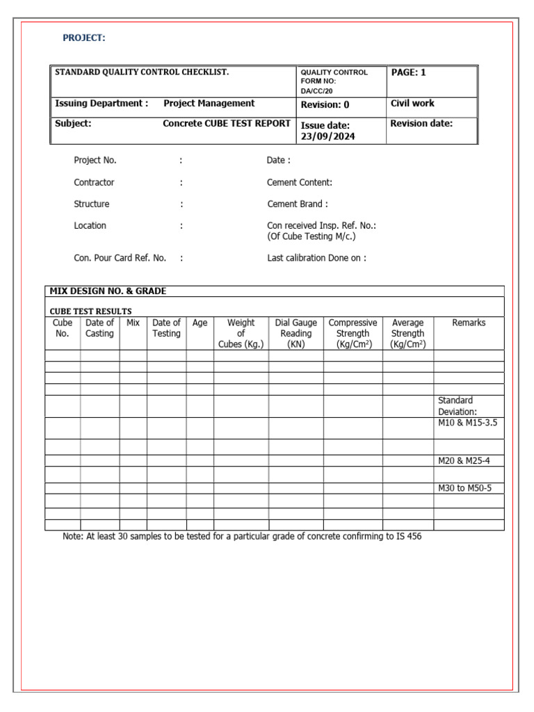 Concrete Cube Test Report Register - 230924 | PDF | Civil Engineering ...