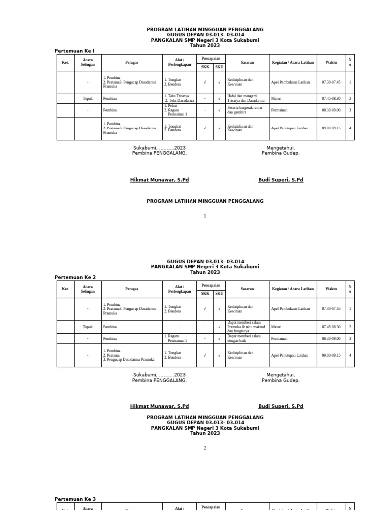 Program-Latihan-Mingguan 2024 | PDF