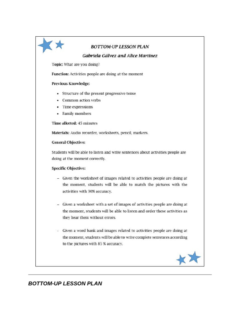 Activities at The Moment - Bottom-Up Listening Lesson Plan PDF | PDF ...