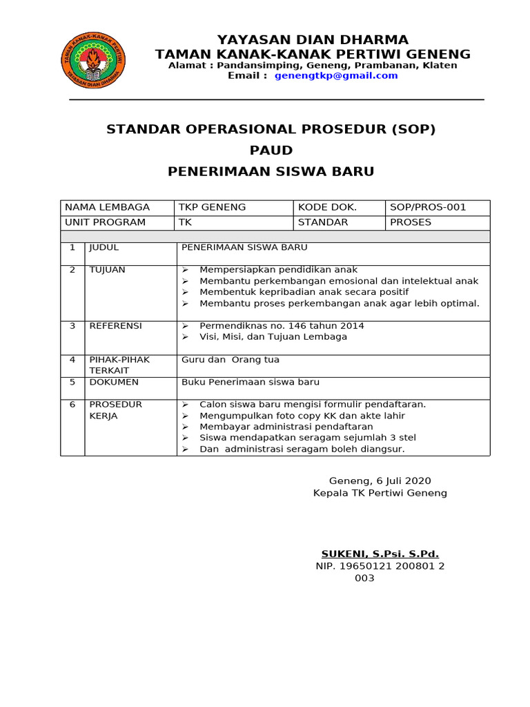 Sop TK | PDF
