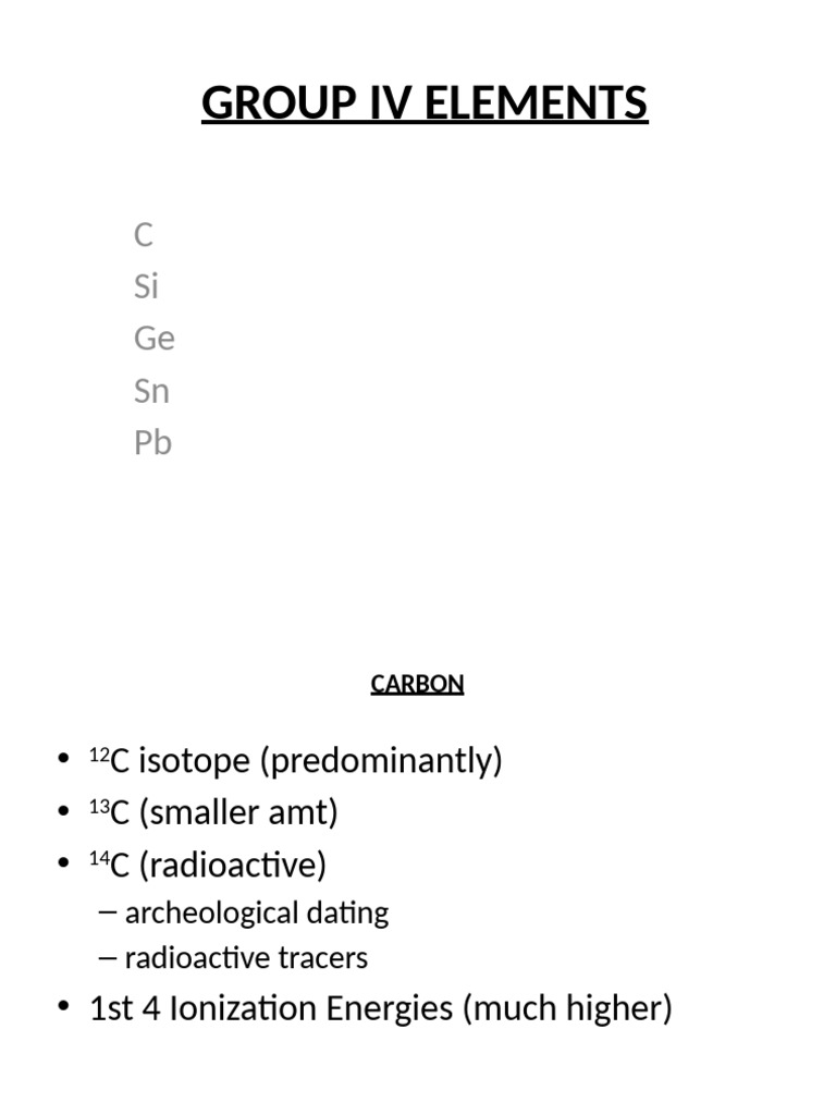 Group IV Elements: Properties and Reactions | PDF | Silicon | Silicon ...