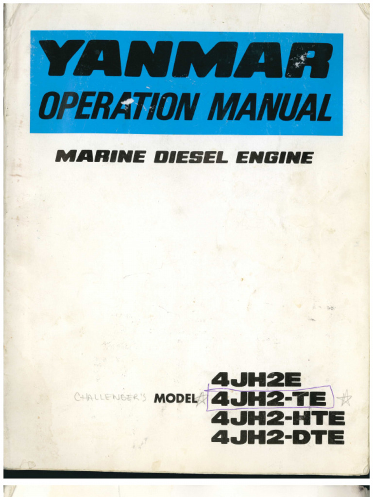Yanmar 4JH2-TE Operation Manual | PDF