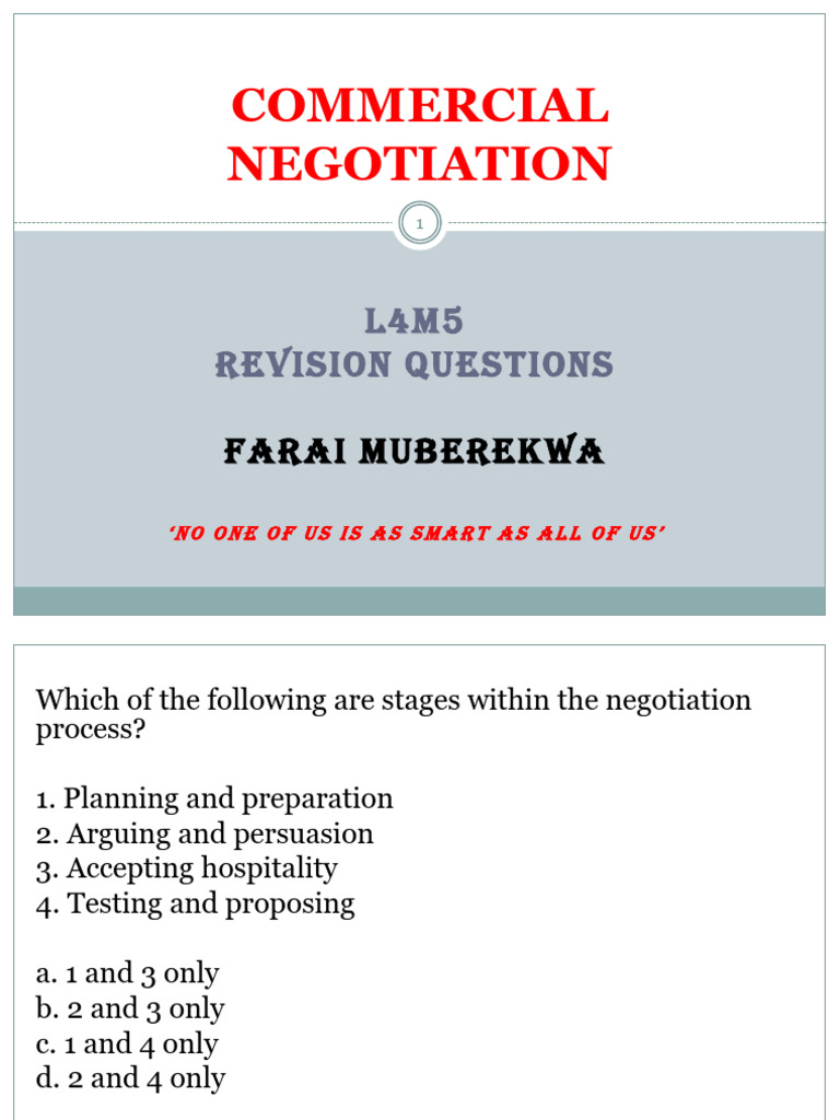 L4M5 Commercial Negotiation Strategies | PDF | Procurement | Negotiation