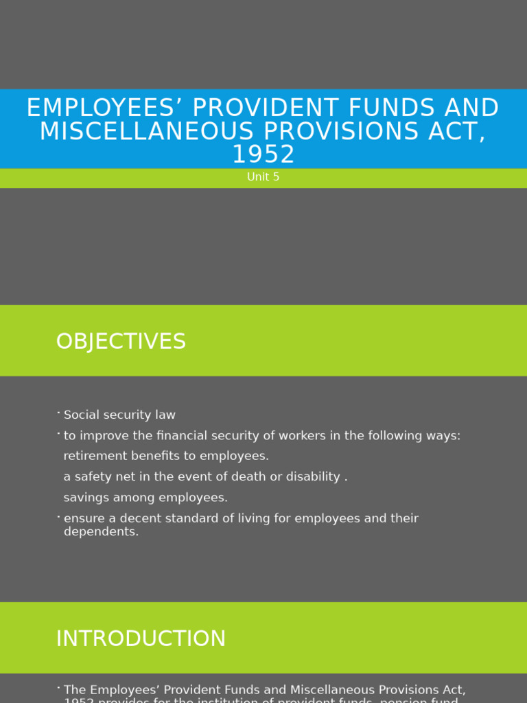 Employees’ Provident Funds and Miscellaneous Provisions Act | PDF ...