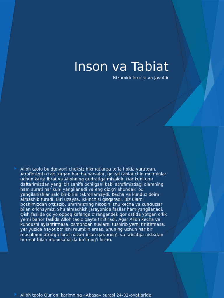 Inson Va Tabiat | PDF