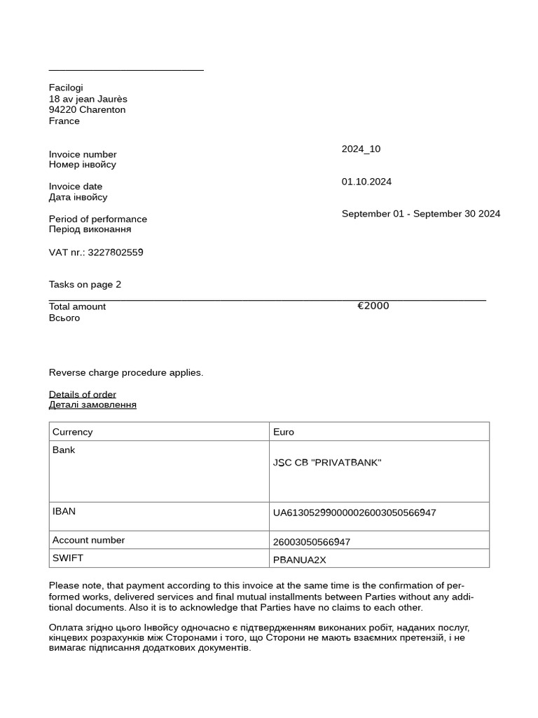 Invoice 2024 10 | PDF