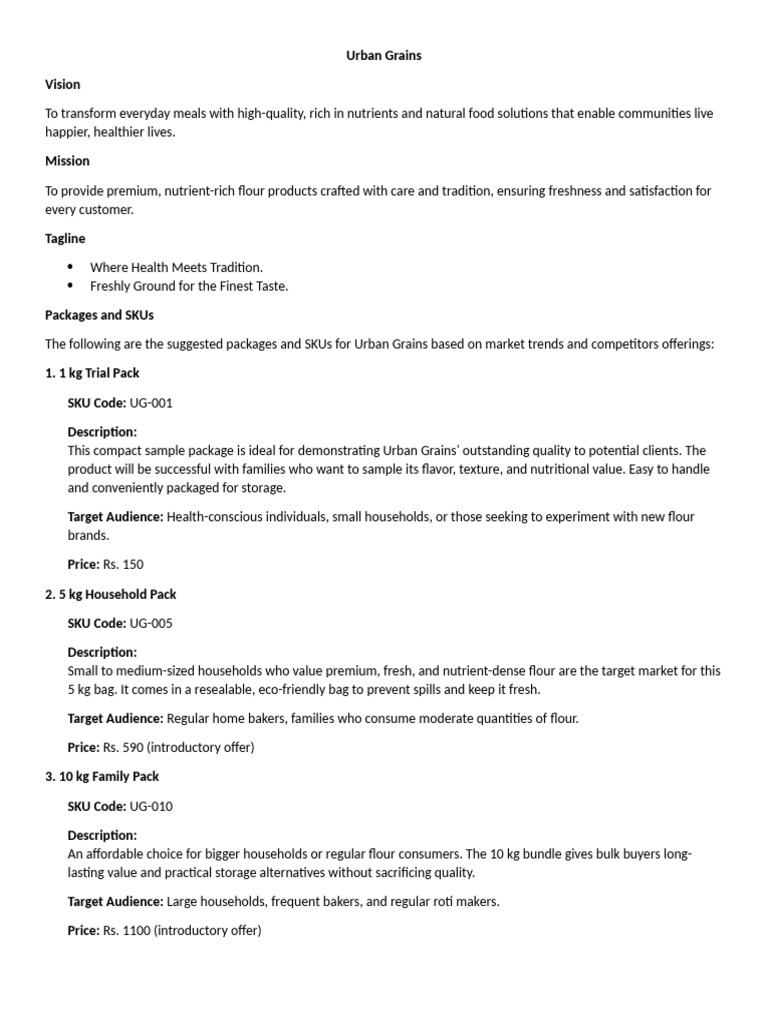 Urban Grains | PDF | Target Audience | Marketing