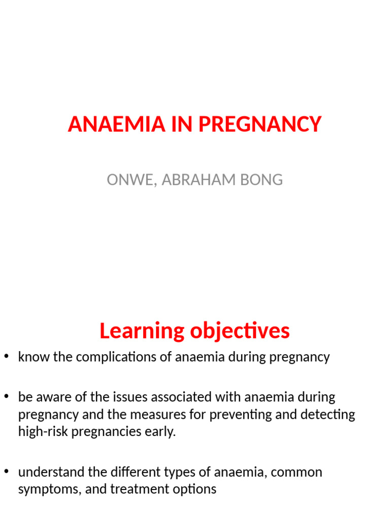 Anaemia in Pregnancy | PDF | Anemia | Medical Specialties