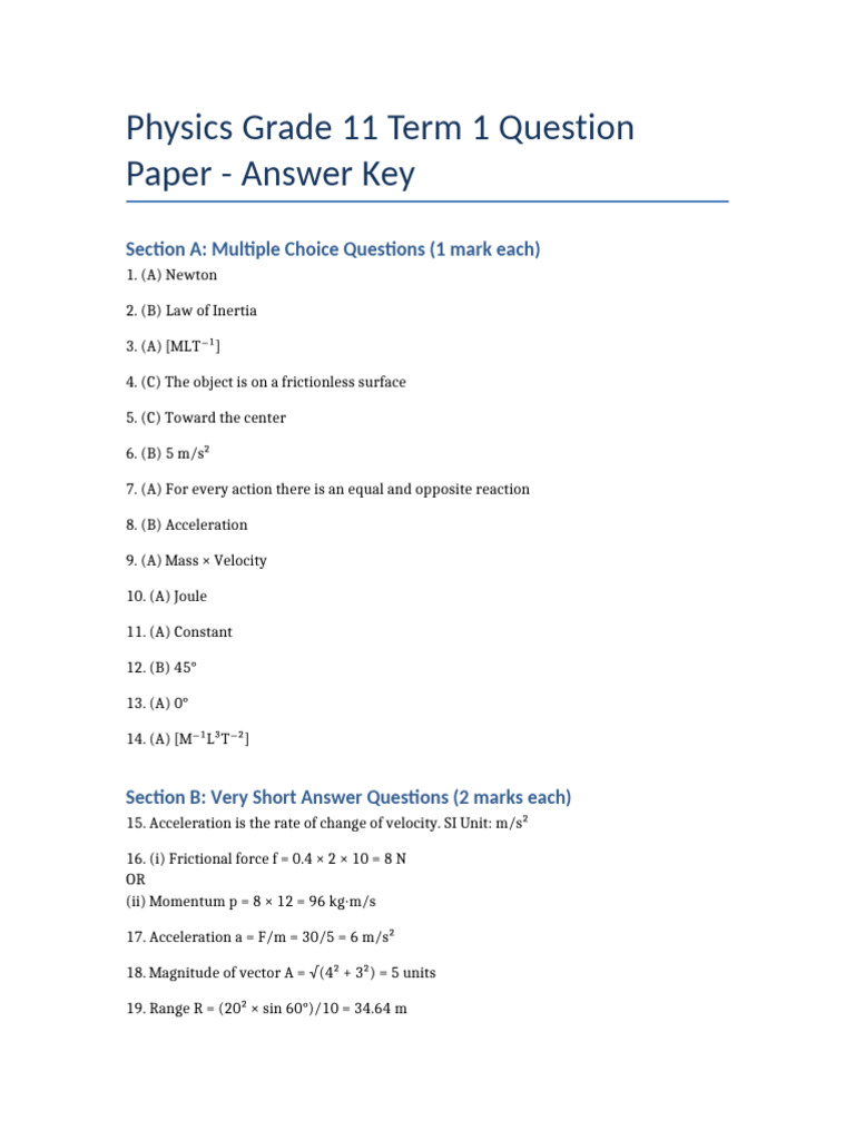 Physics Grade11 AnswerKey Gravitation10 | PDF