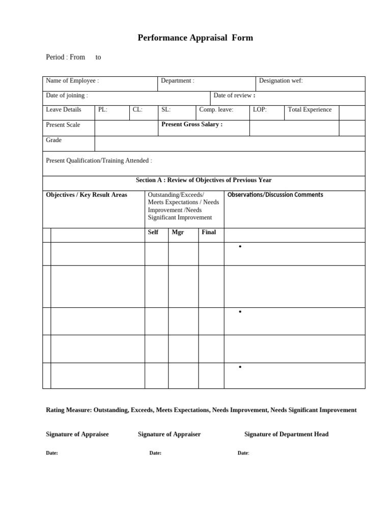 All in One Apprisal Sample Form | PDF | Performance Appraisal ...