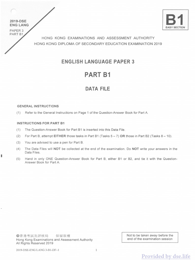 2019 Dse Eng Lang 3B DF | PDF