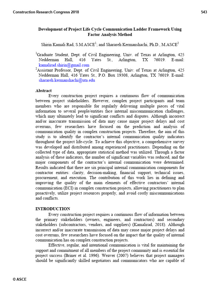 Development of Project Life Cycle Communication Ladder Framework Using ...
