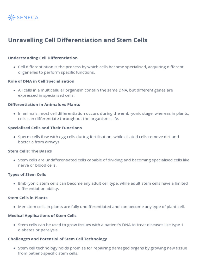 unravelling_cell_differentiation_and_stem_cells | PDF | Cell (Biology) | Stem Cell