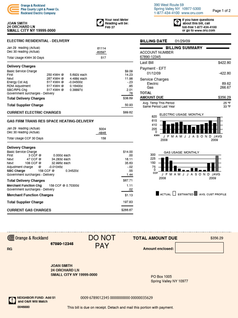 Oru Bill Sample | PDF | Electric Power | Power (Physics)