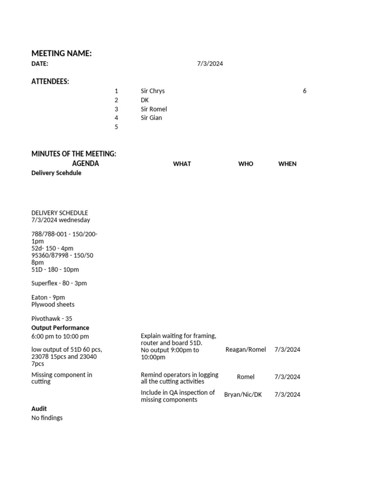 MOM Performance 07-18-2024 | PDF | Tools | Cutting