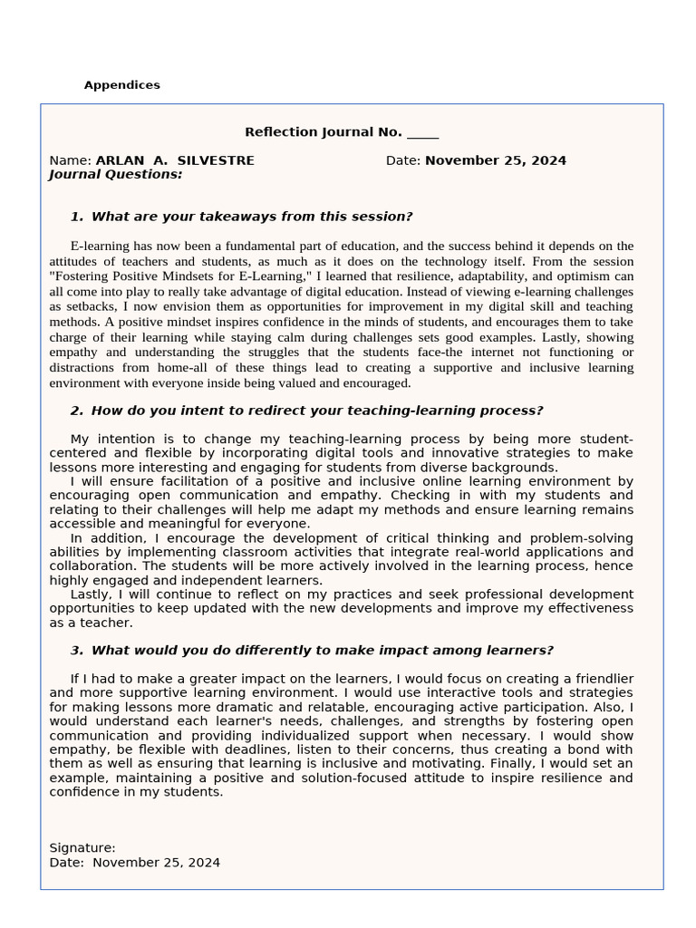 Session 1 - Entry Journal Template AAS OFFLINE | PDF | Educational ...