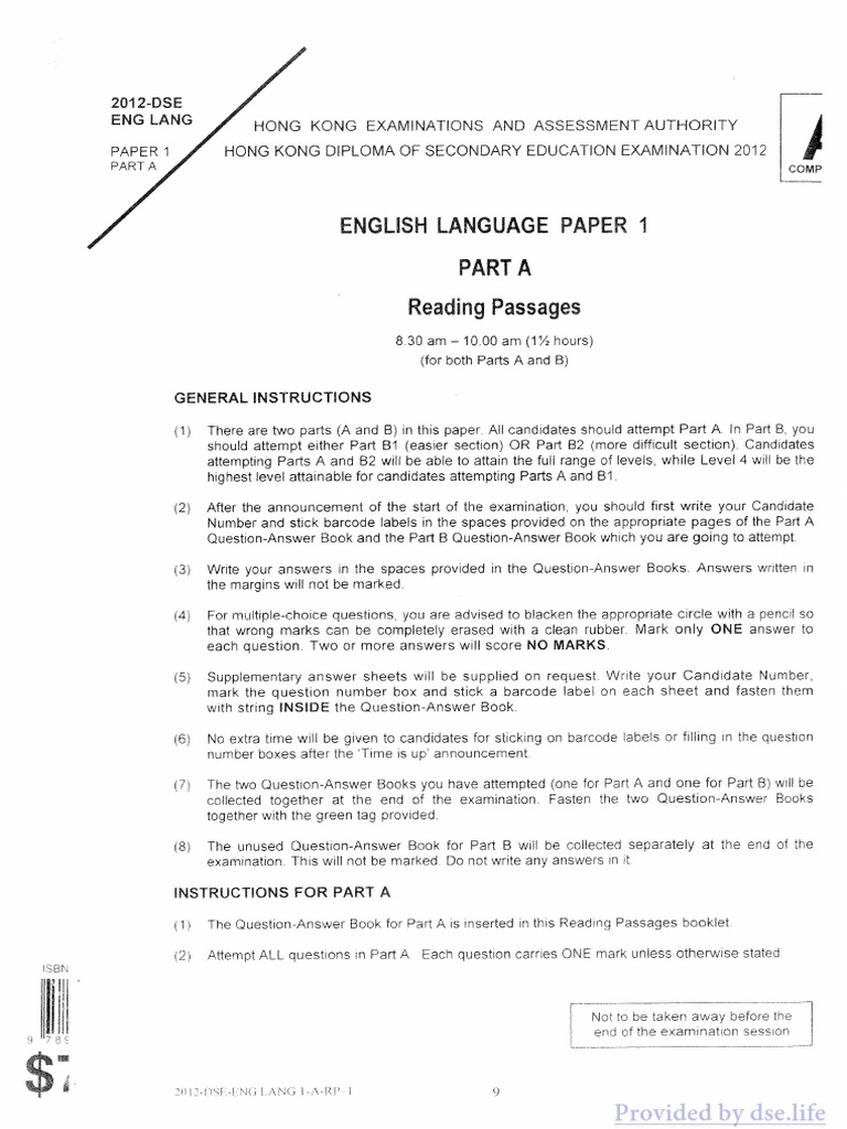 2012 Dse Eng Lang 1 Rp Pdf