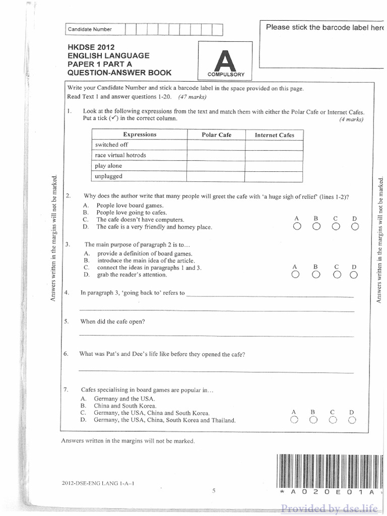 2012-DSE-ENG-LANG-1-QB | PDF