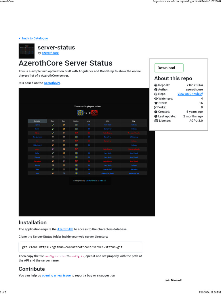 AzerothCore Server Status | PDF | Microsoft Windows | Operating System Technology