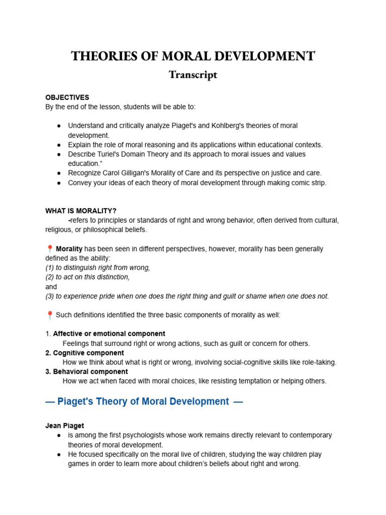 Theories of Morality Transcript | PDF | Morality | Psychology