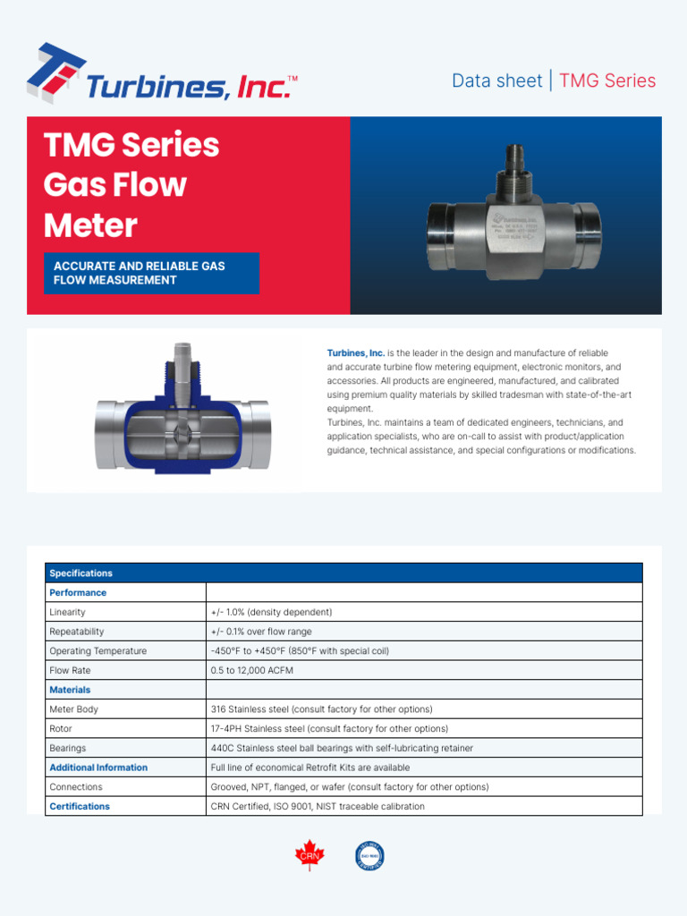 TMG-Series-Data-Sheet | PDF | Flow Measurement | Calibration