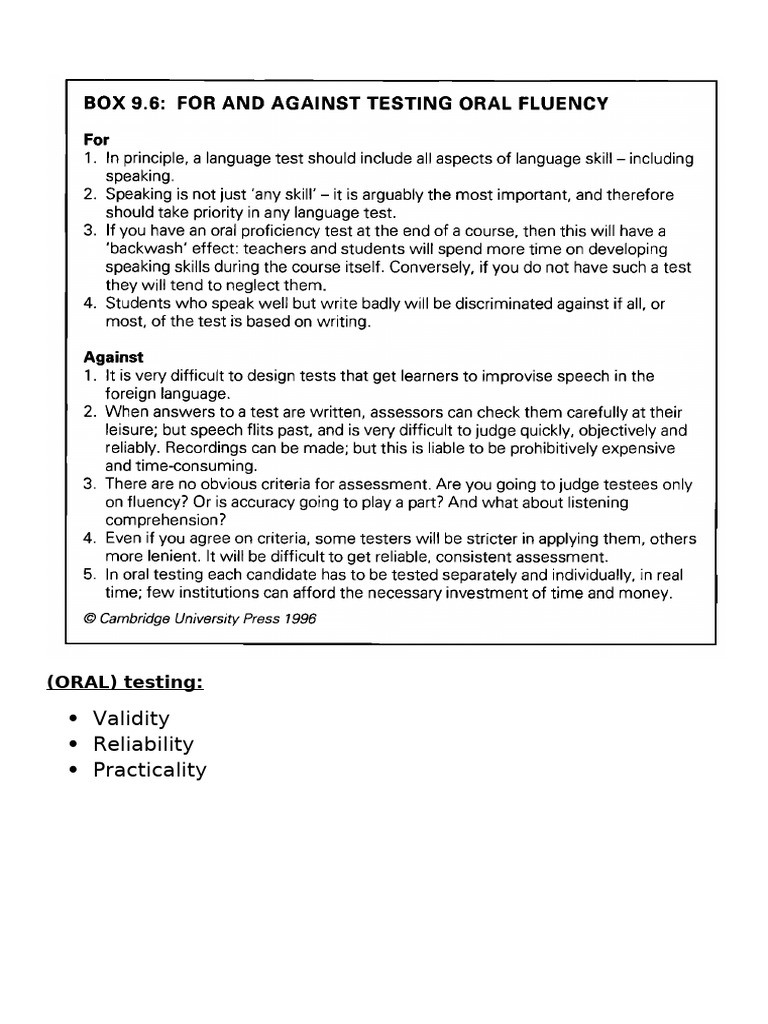 Testing Oral Fluency CHARTS 1 | PDF