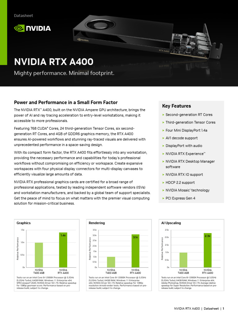 Nvidia RTX A400 Datasheet | PDF | Graphics Processing Unit | Computer ...