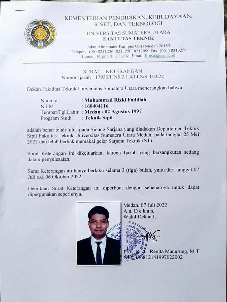 Surat Permohonan Keterangan Alumni Muhammad Rizki Fadillah | PDF