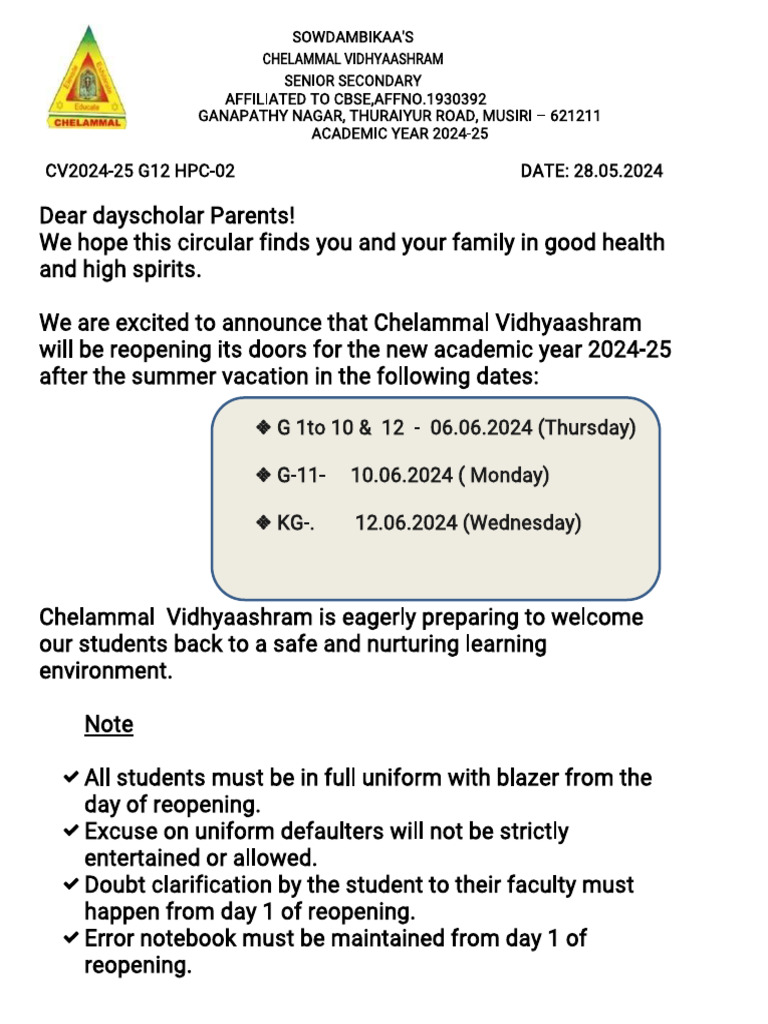 REOPENING CIRCULAR DPC 12 2024-25 | PDF