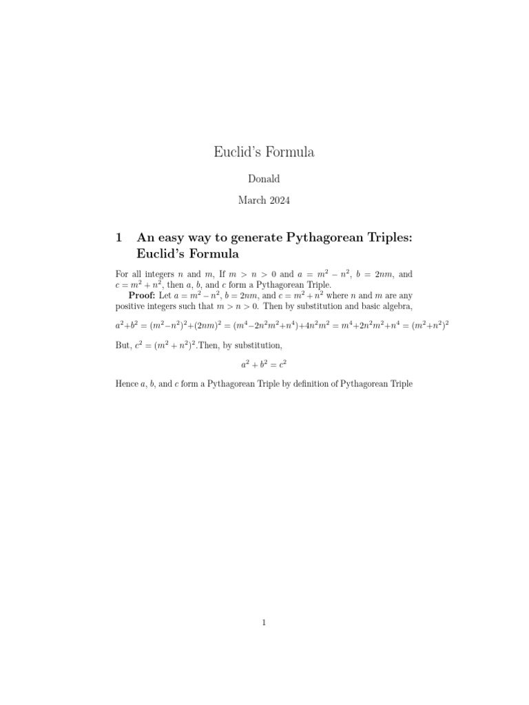 Euclid S Formula | PDF