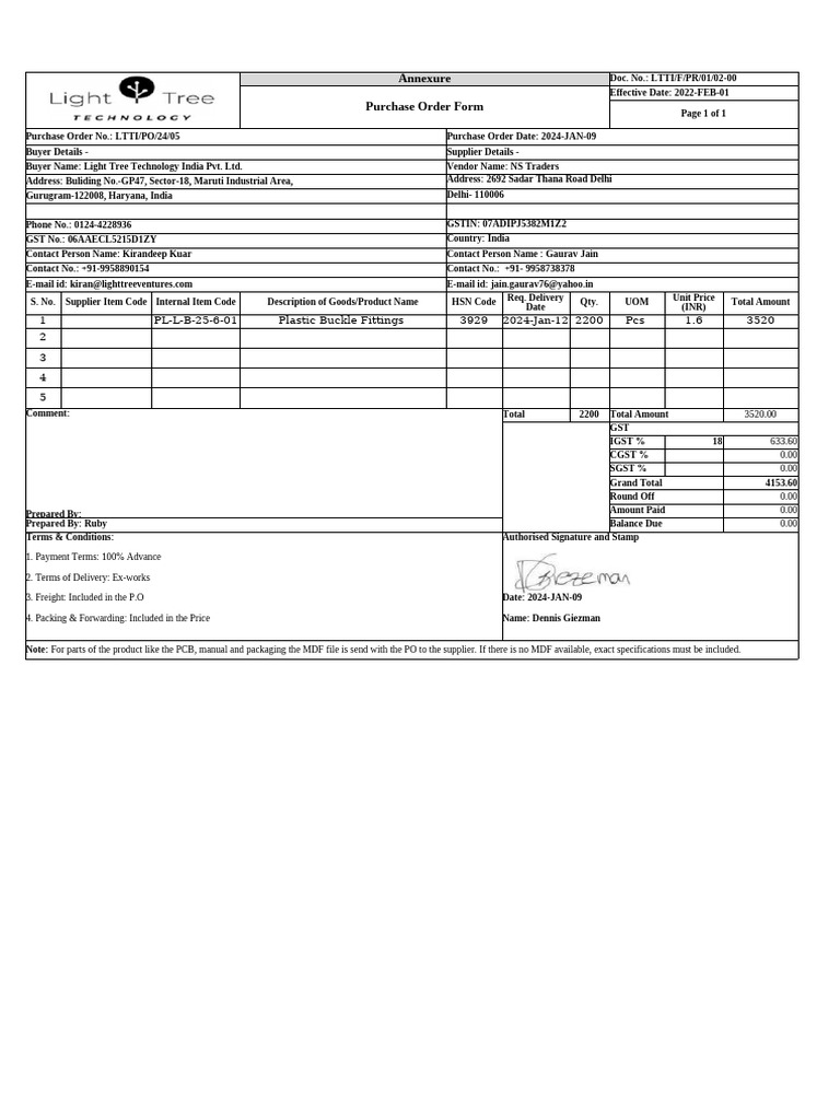 LTTI-PO-24-005-NS TRADERS | PDF