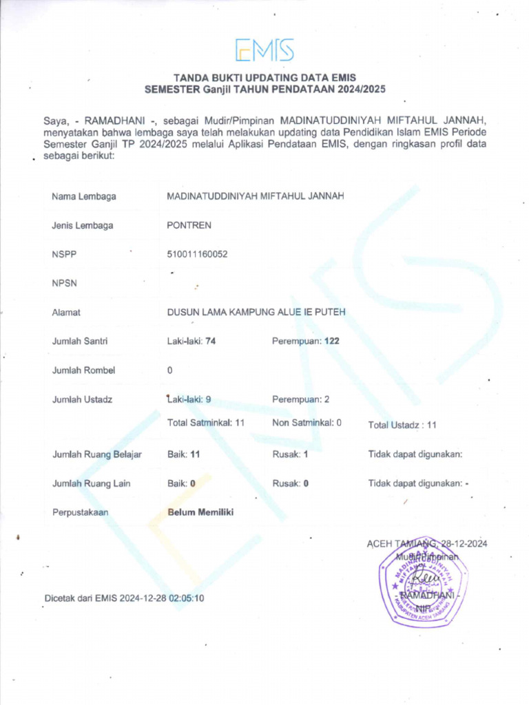 BAP EMIS 2024-2025 (GANJIL) | PDF