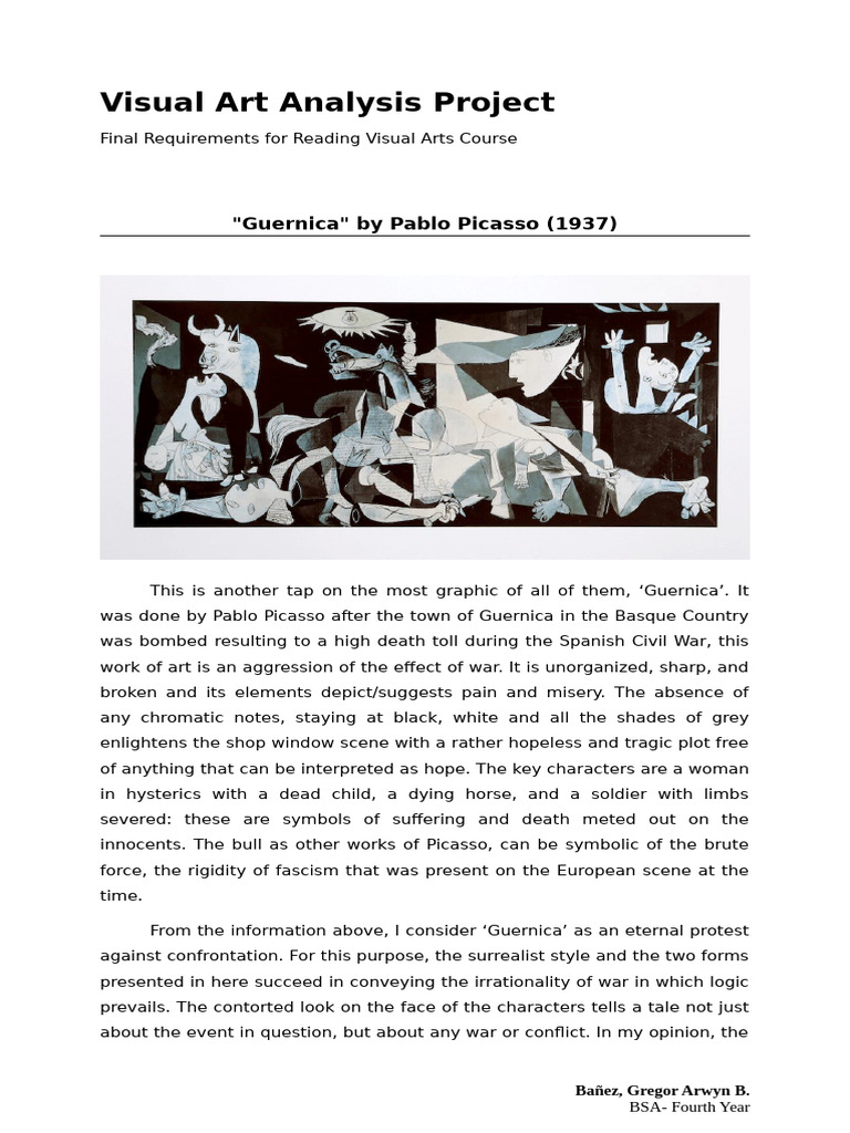 Visual Art Analysis: Guernica, Thinker, Migrant Mother | PDF | Thought