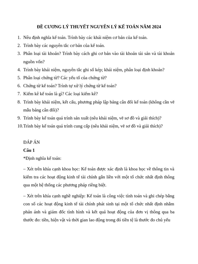 Đề cương NLKT tháng 12. 2024 đáp án | PDF