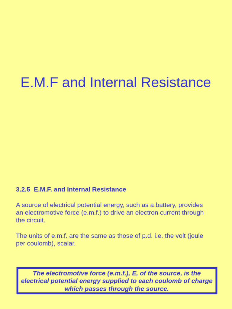On Emf and Internal Resistance | PDF | Voltage | Metrology