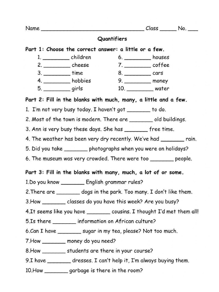 Quantifiers Test Pdf