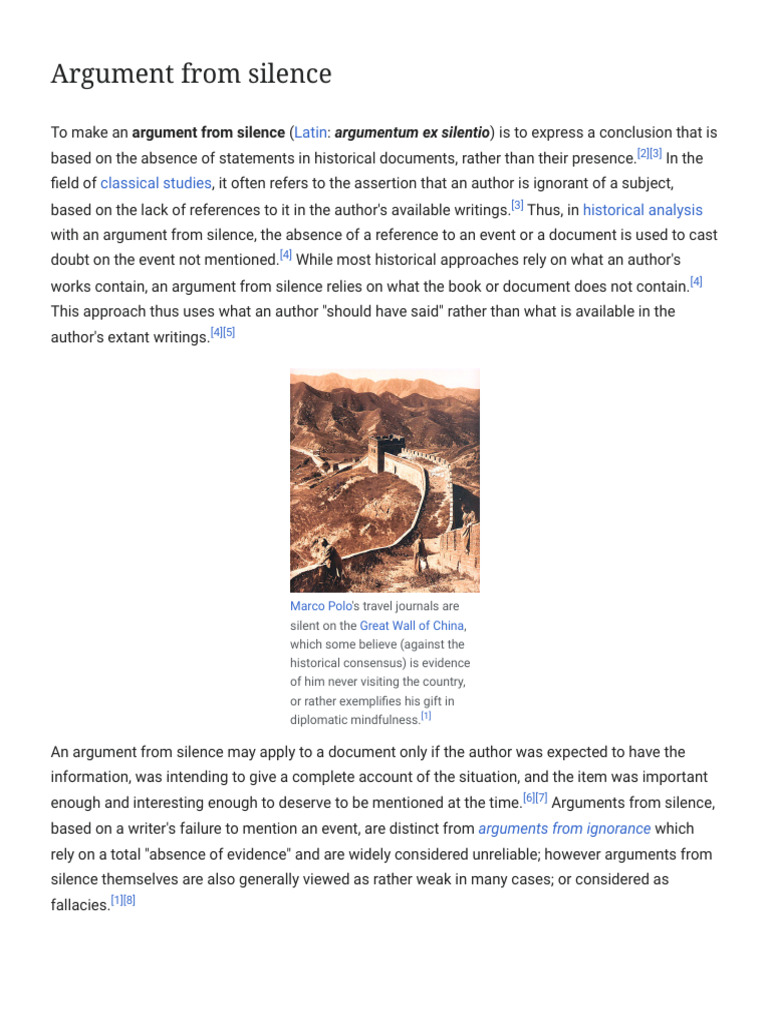 Understanding Argument from Silence | PDF