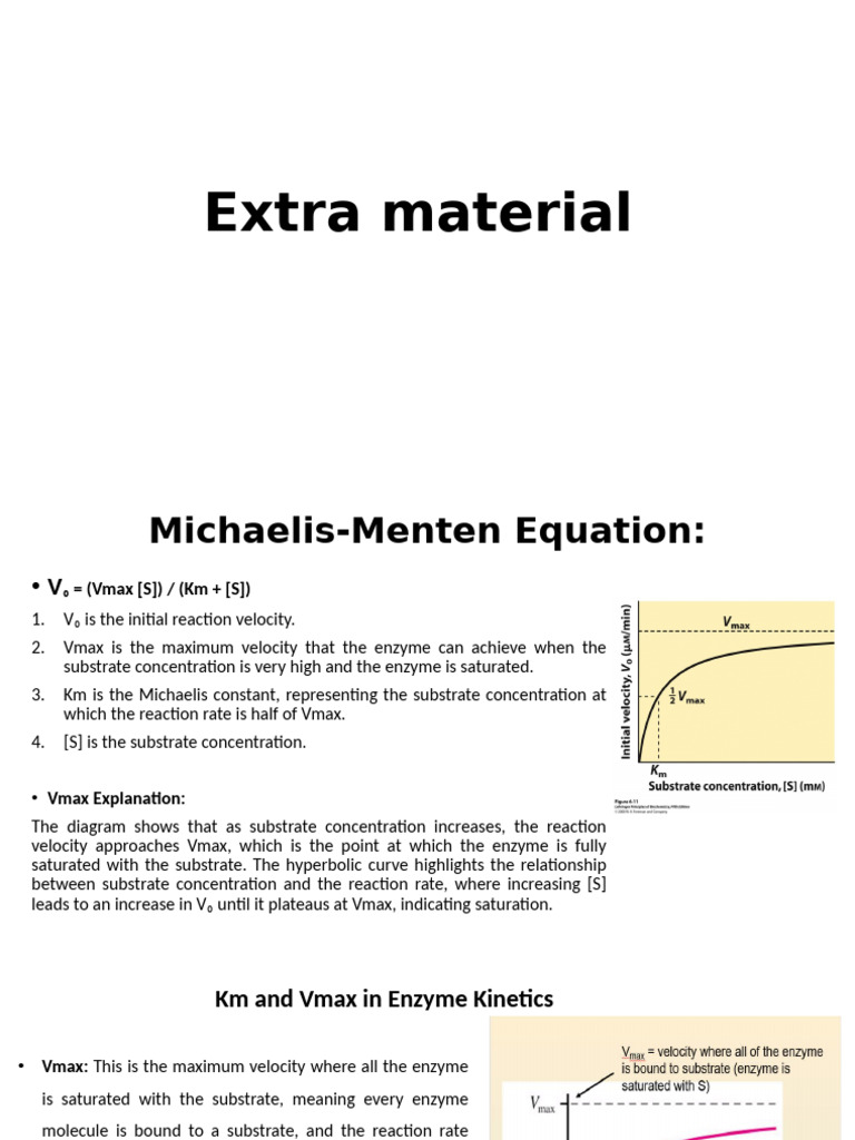 Extra Material Mm Equation | PDF | Enzyme Kinetics | Enzyme
