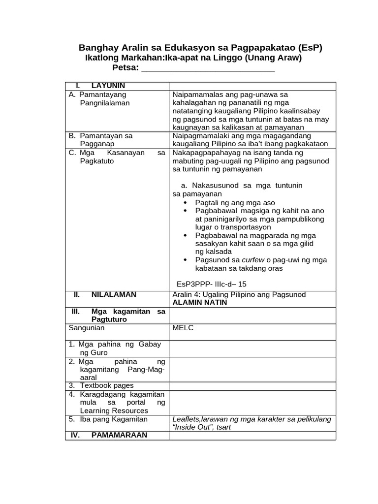 Esp - 3RD Quarter - Week 4 | PDF