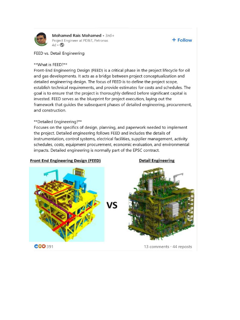 Differential FEED vs Basic Detail Engineering | PDF