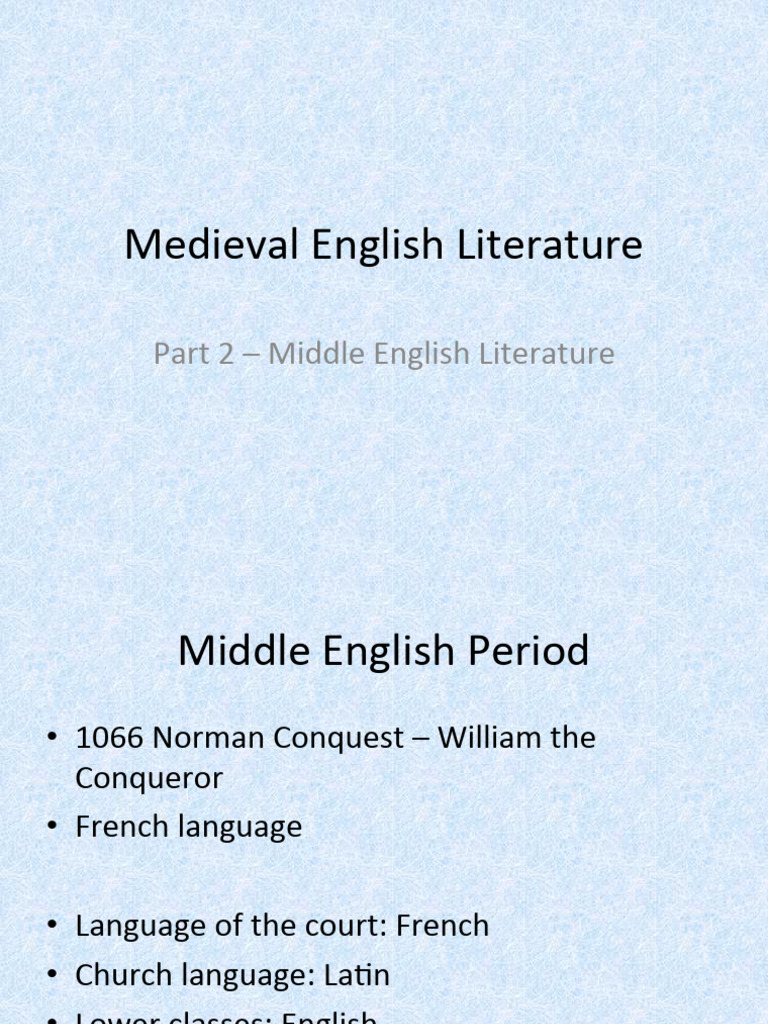 Middle English Literature Overview | PDF | The Canterbury Tales ...