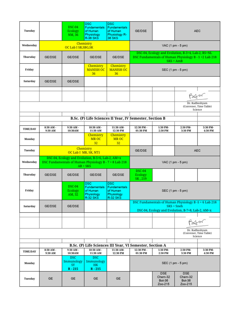 TT - Courses - Jan 2025 | PDF | Life Sciences | Nature